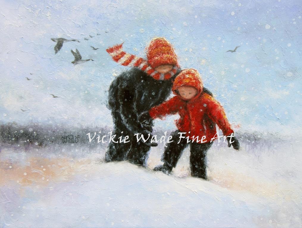Two Children Snow Art Print, Mother and Child Deep Snow, Two Brothers ...