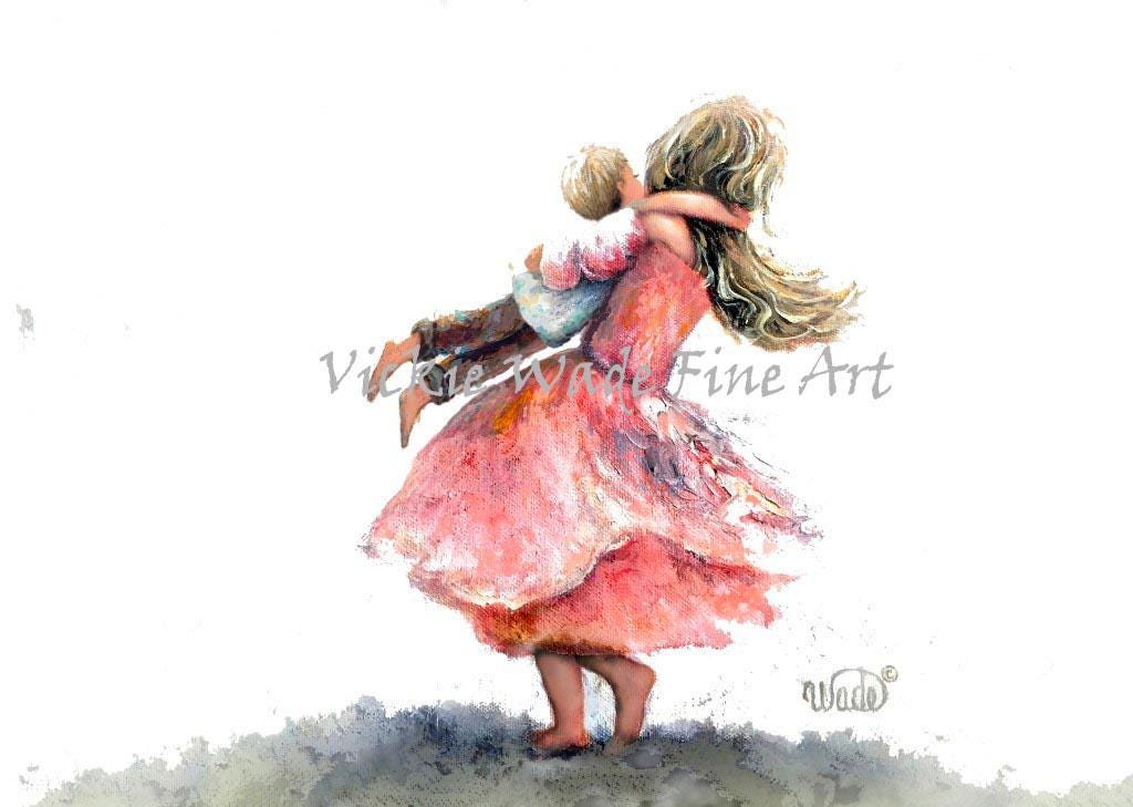 Sister and Brother Twirling Art Print: Vickie Wade Fine Art - Etsy