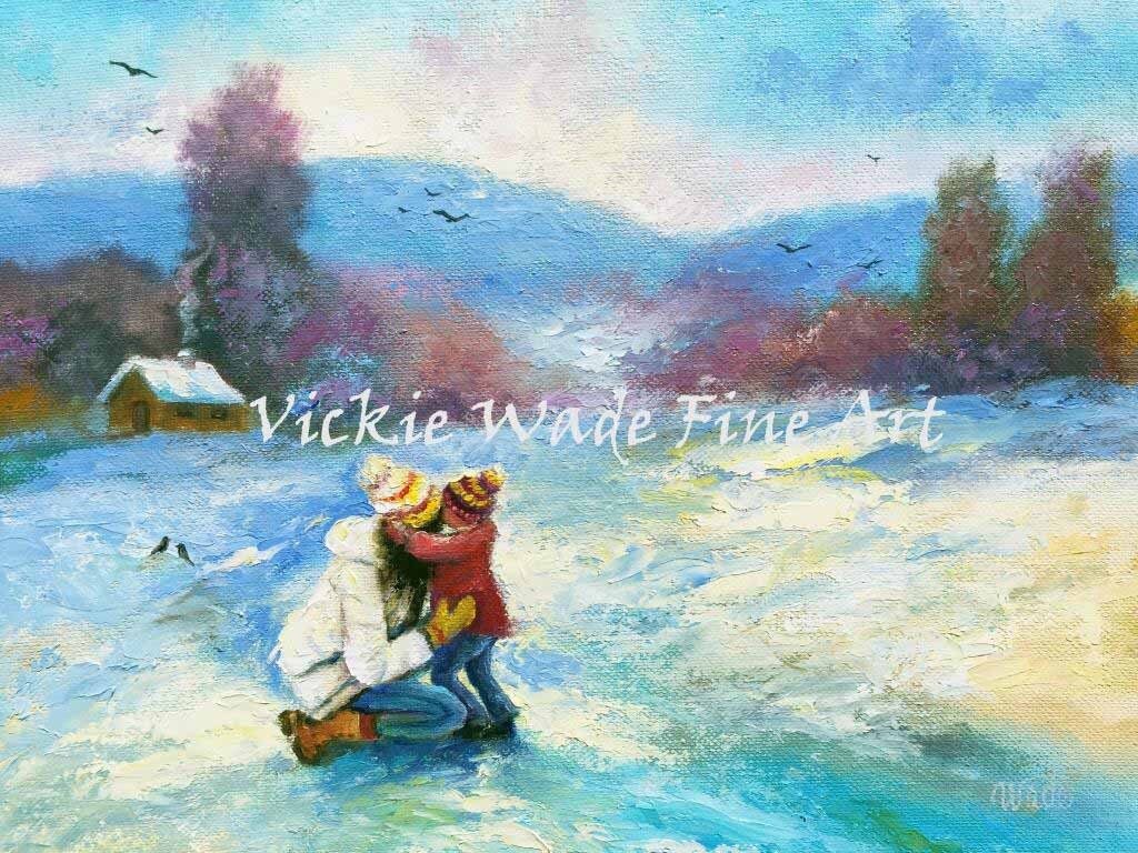 Mother and Son Snow Hugs Art Print Winter Snowscene Snowy - Etsy