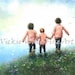 Three Sisters Holding Hands Art Print, Three Girls Walking, Little Sis ...