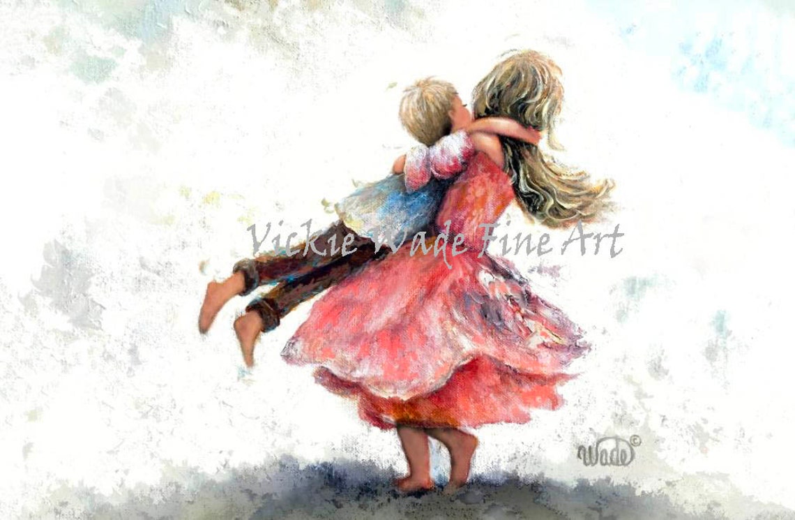 Two Children Twirling Art Print Big Sister Little Brother - Etsy