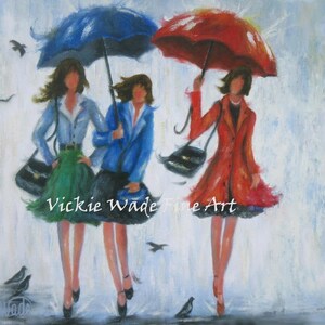 Three Rain Girls Art Print, Three Sisters, Three Women, Three Girls ...