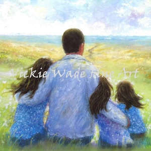 Father and Three Daughters Art Print: Lake View by Vickie Wade - Etsy