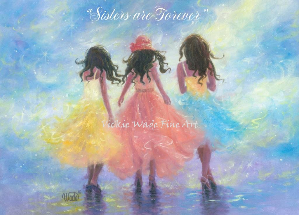 Three Sisters Art Print Three Girls Fashion Pastel Spring - Etsy