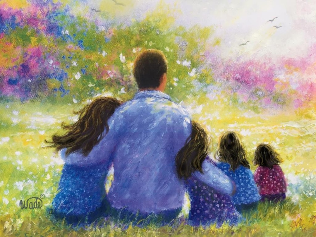 Father Four Daughters Art Print, Dad Four Daughters, Four Sisters ...