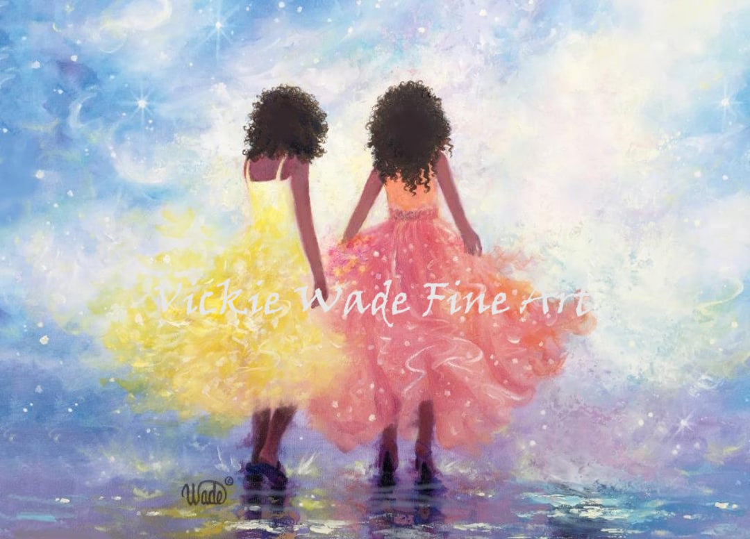 African American Art Print: Two Sisters in Spring Dresses - Etsy