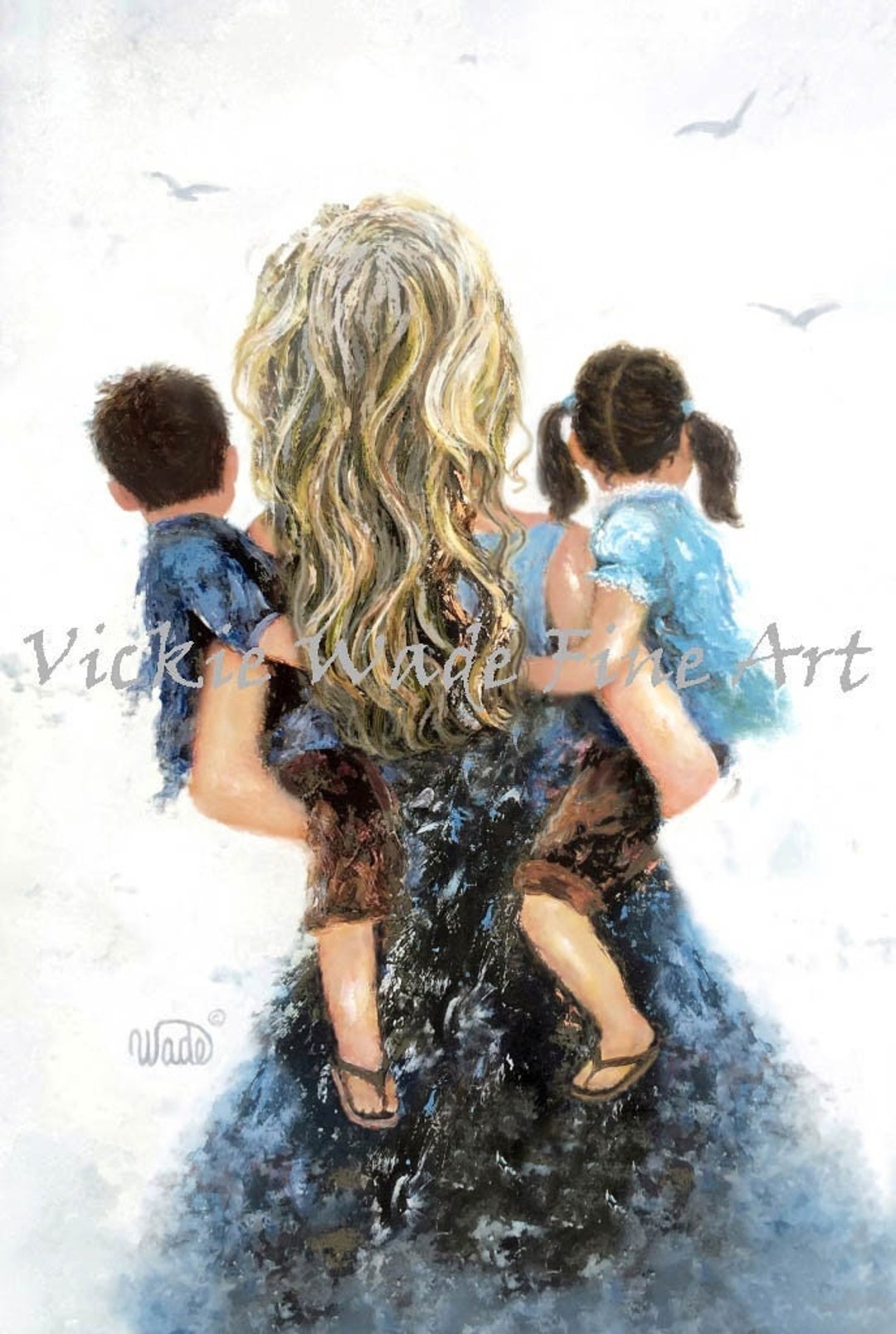 Mother Twin Boy and Girl Art Print Mom of Twins Son and - Etsy