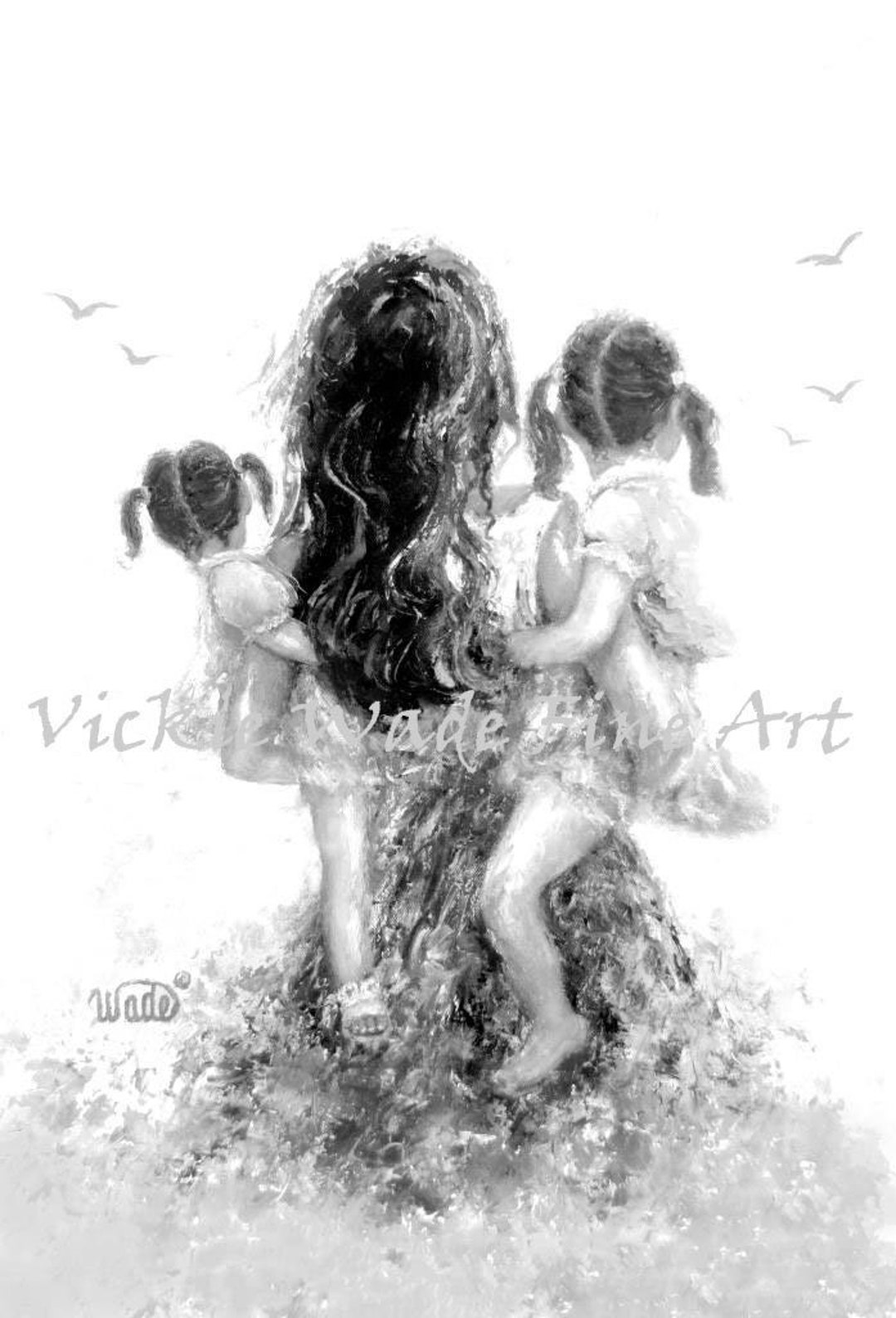 Mother Two Daughters Art Print Mother Paintings Mom Two - Etsy