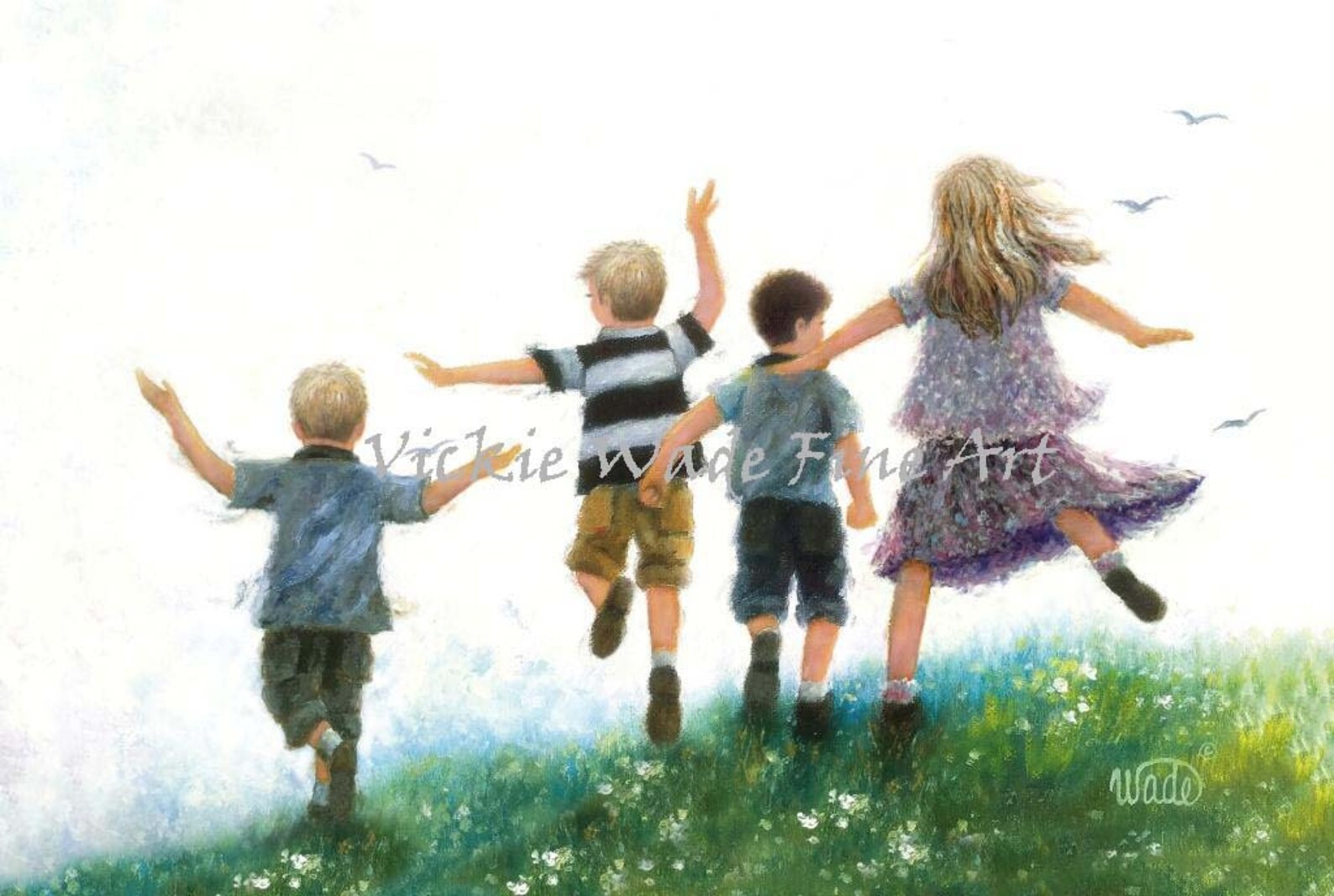 Four Children Art Print Three Brothers One Older Sister - Etsy