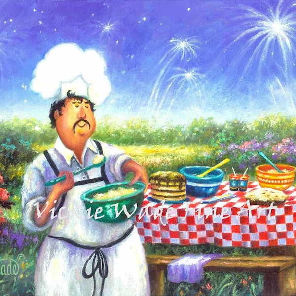 Fat Chef Paintings - Etsy