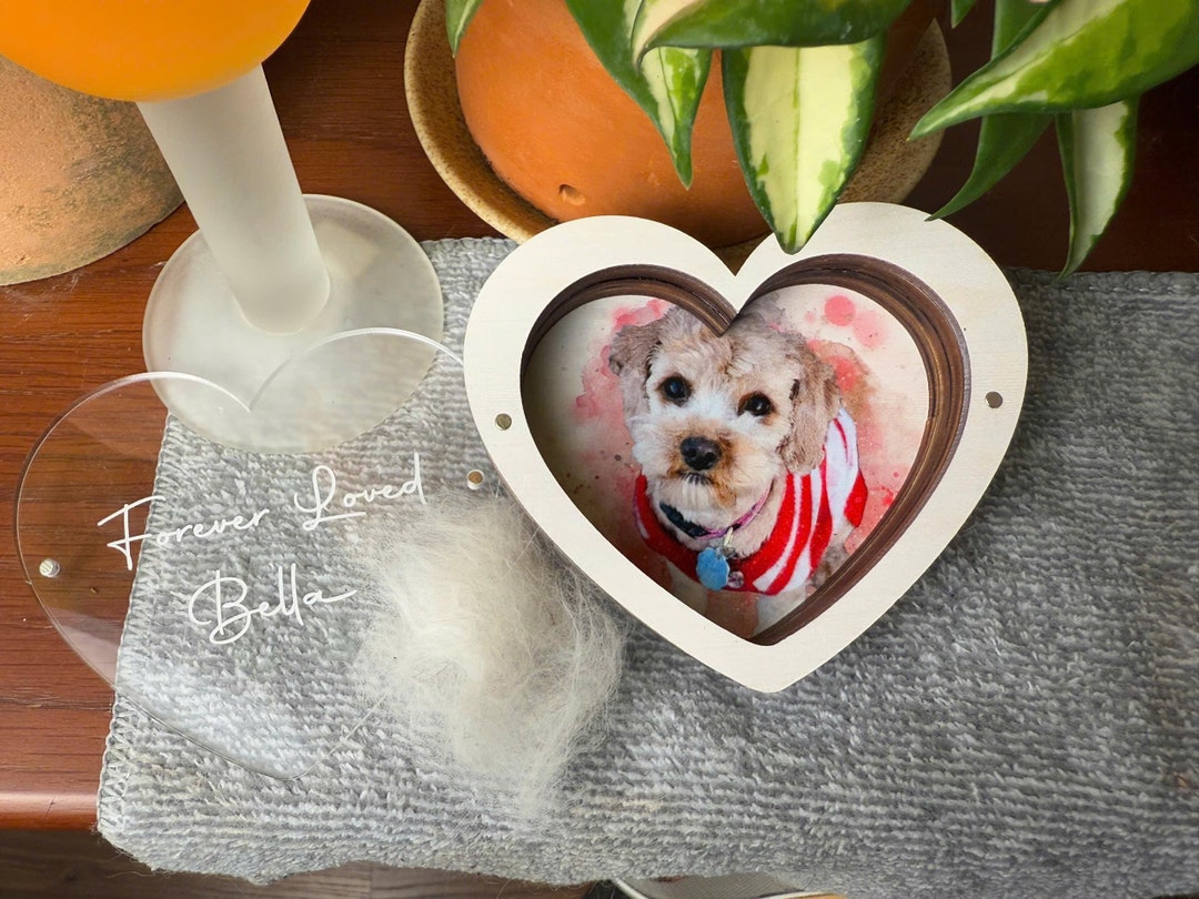 Personalized Wooden Pet Hair Memorial Box, Pet Portrait Memorial Box ...
