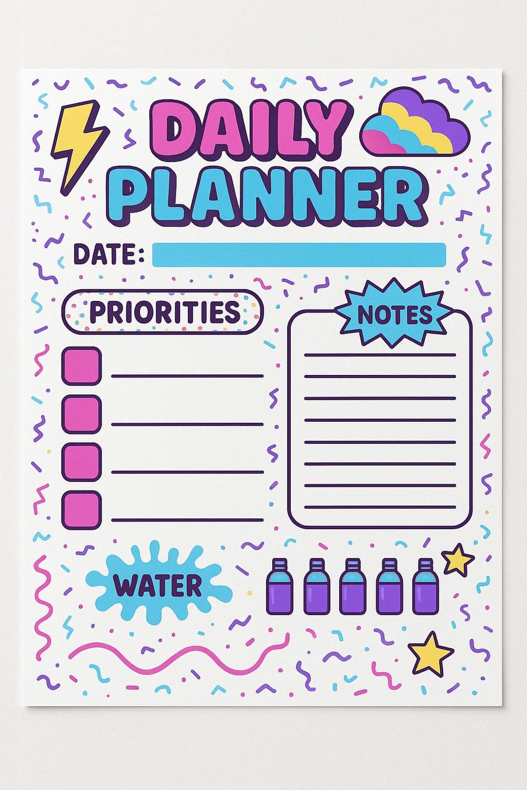 90s Aesthetic Printable Daily Planner – Retro Lisa Frank Inspired PDF ...