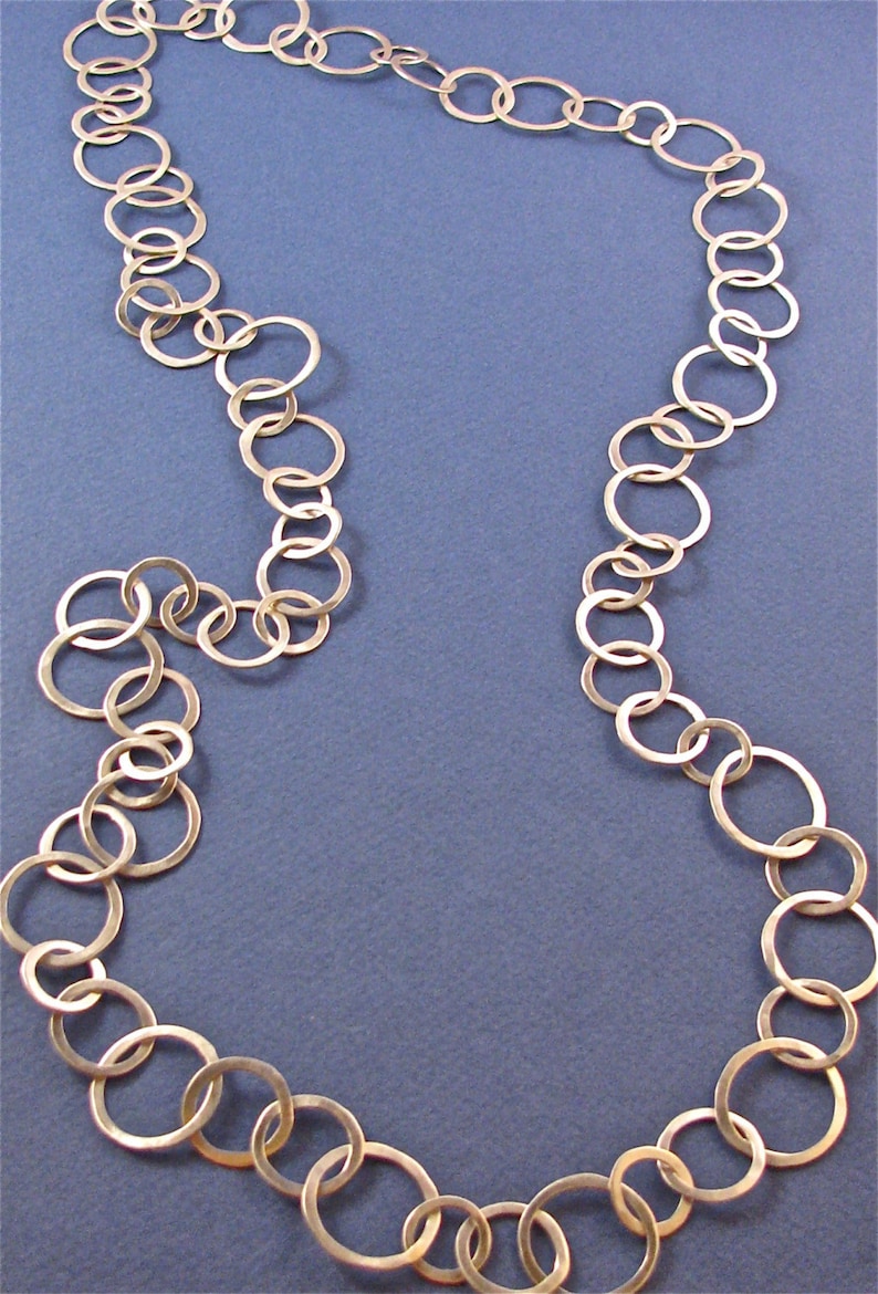 Hammered Sterling Silver Long Chain Necklace 3 Sizes Links - Etsy