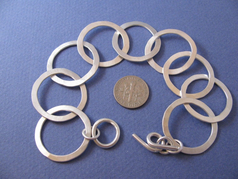 Hammered Sterling Silver Large Link Chain Bracelet - Etsy