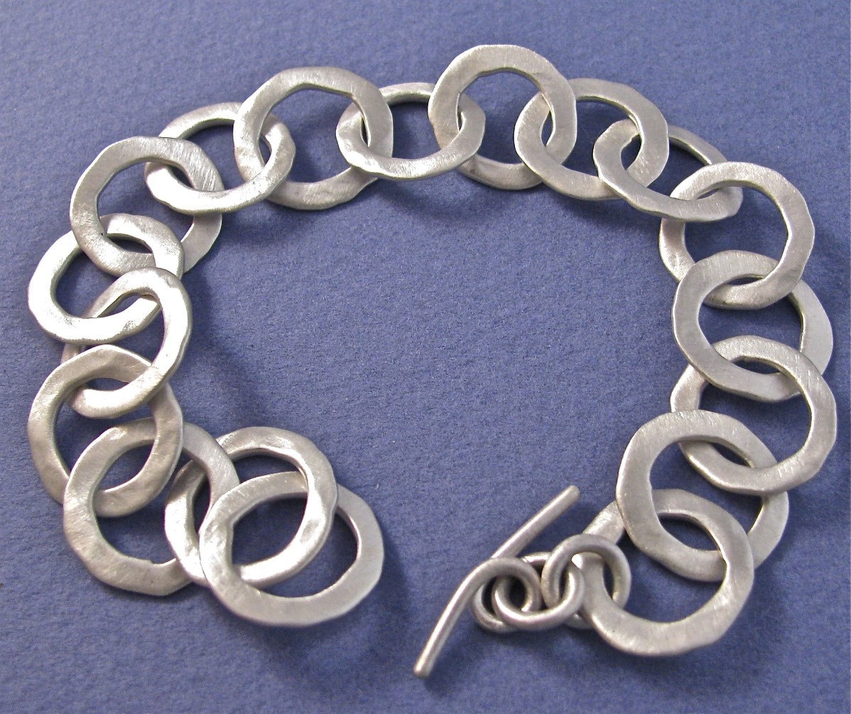 Hammered Satin Finish Sterling Silver Heavy Metal Chain Bracelet - Etsy
