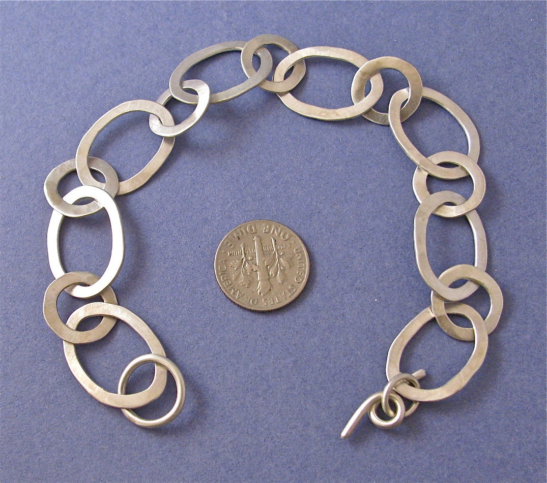 Sterling Silver Chain Link Bracelet of Alternating Oval and Round Links ...