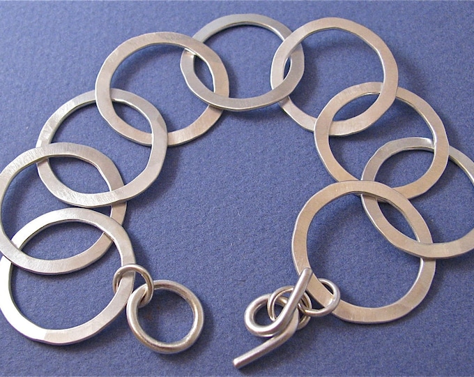 Hammered Sterling Silver Large Link Chain Bracelet - Etsy