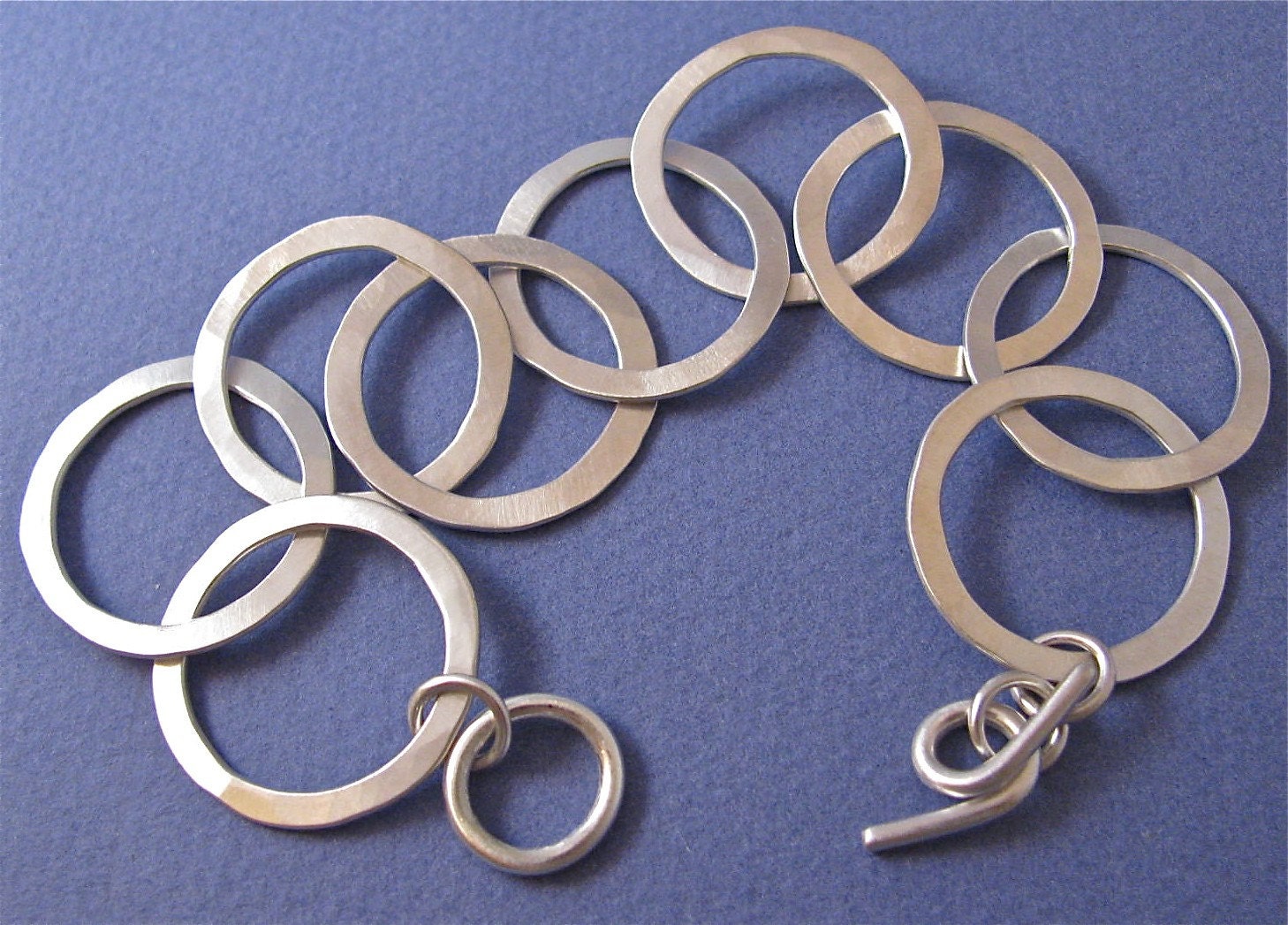 Hammered Sterling Silver Large Link Chain Bracelet - Etsy