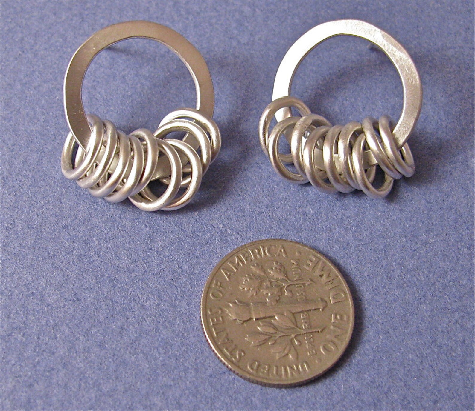 Sterling Silver Hammered Ring of Rings Post Earrings - Etsy