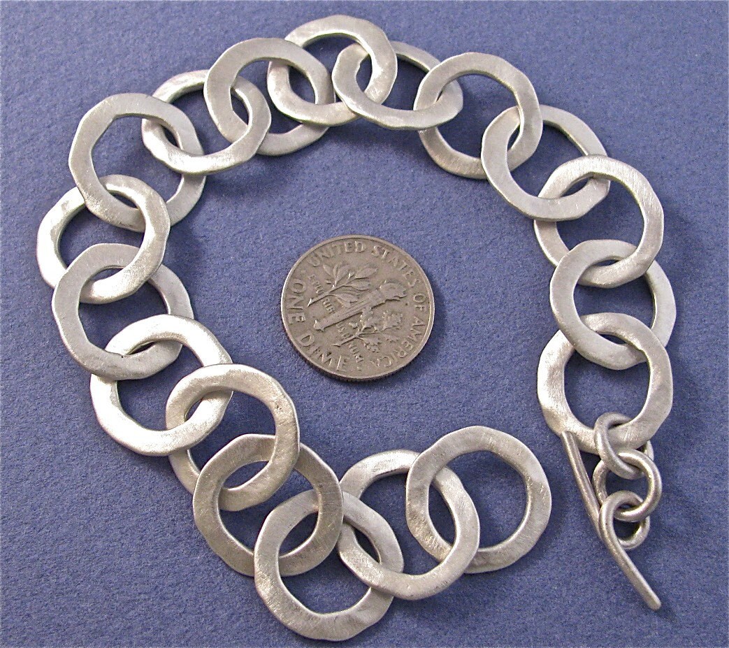 Hammered Satin Finish Sterling Silver Heavy Metal Chain Bracelet - Etsy