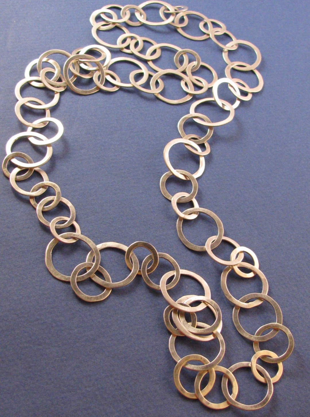 Hammered Sterling Silver Long Chain Necklace 3 Sizes Links - Etsy
