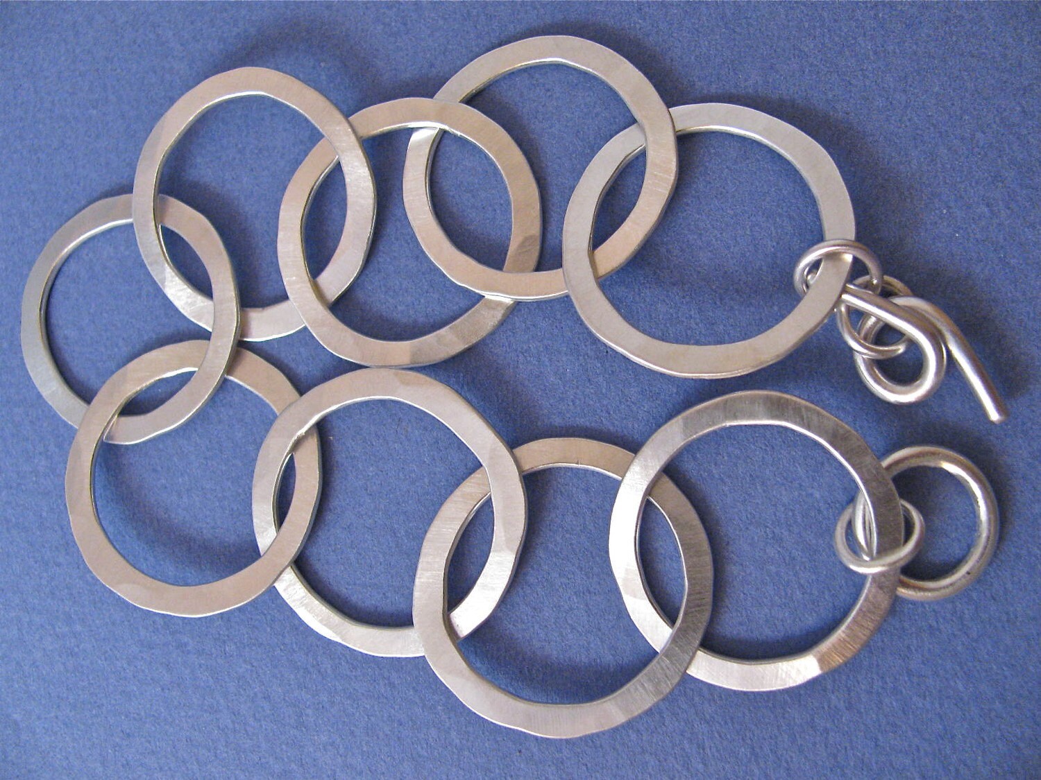 Hammered Sterling Silver Large Link Chain Bracelet - Etsy