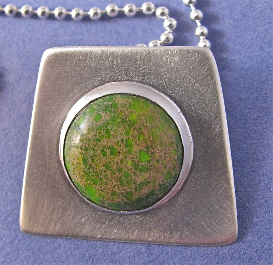 Green Sea Sediment Jasper Sterling Silver Pendant Necklace - Etsy