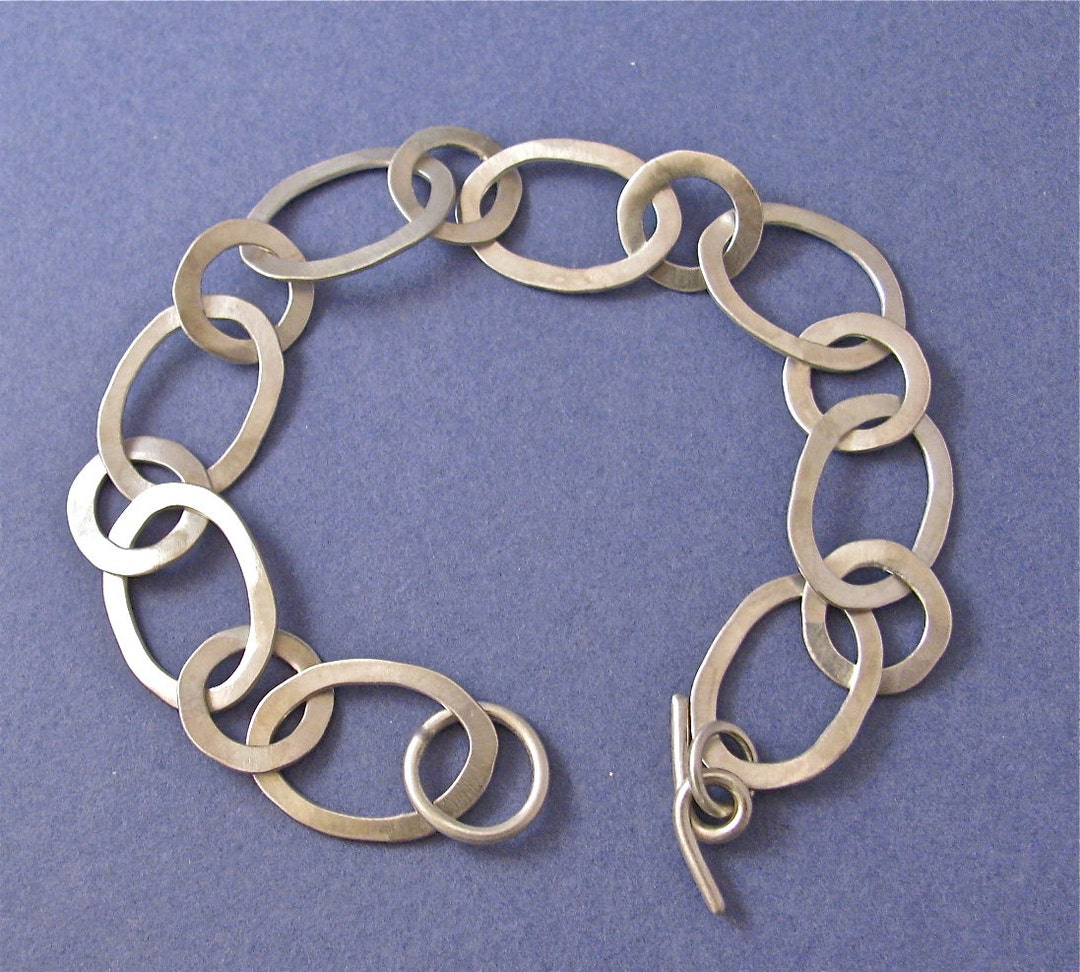 Sterling Silver Chain Link Bracelet of Alternating Oval and Round Links ...