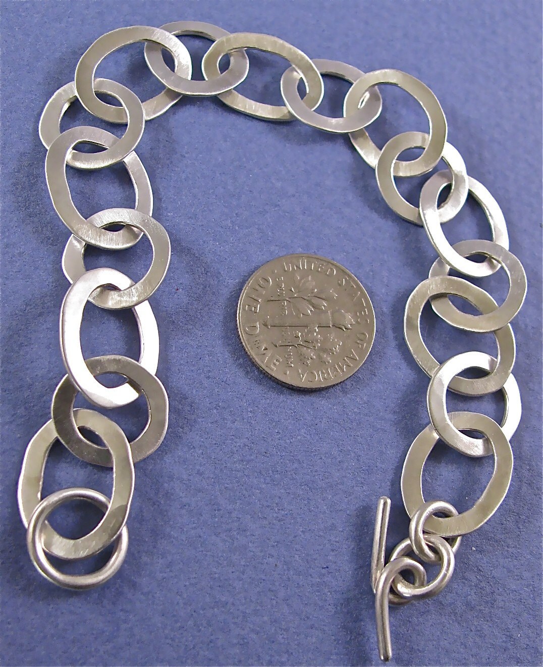 Hammered Sterling Silver Oval/round Link Bracelet - Etsy