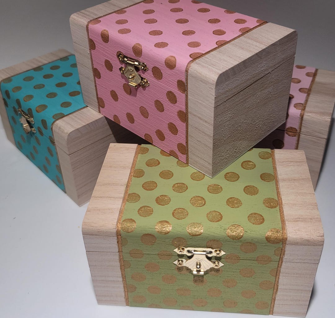 Hand Painted Decorative Wood Boxes: Multiple Pastel Colors With Gold ...