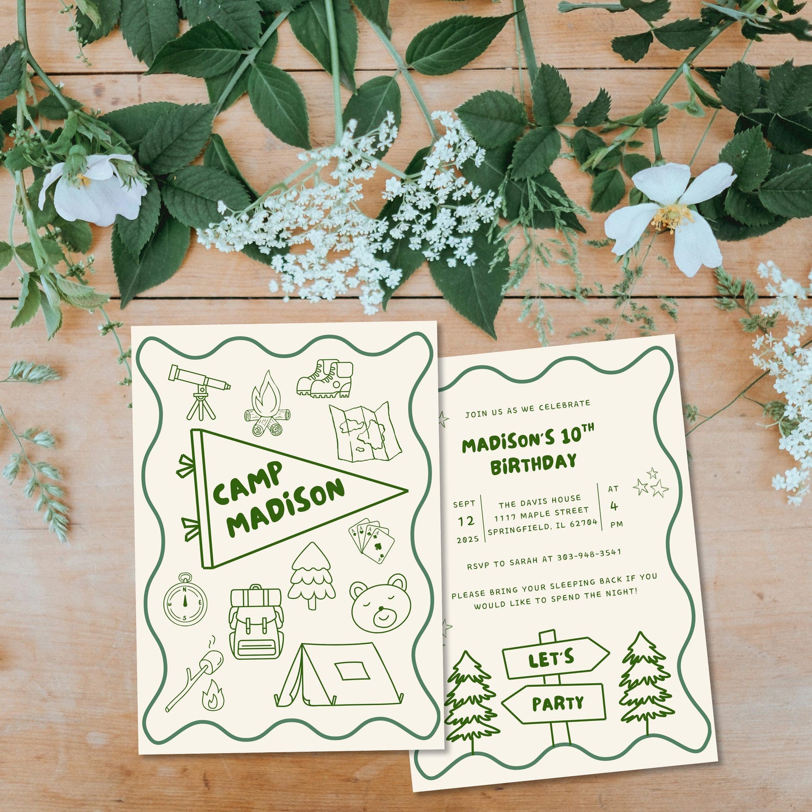 Camp Birthday Party Invite, Printable & Digital Editable Invitation ...