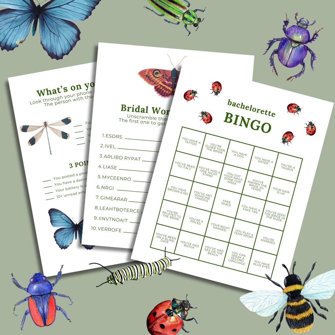 Love Bug Bachelorette Party Games, Bridal Shower, Bride and Groom Game ...