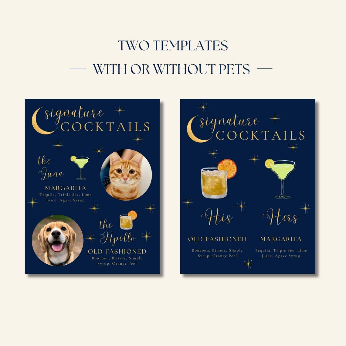 Celestial Wedding Signature Cocktail Sign, Bar Sign With Pets, Wedding ...
