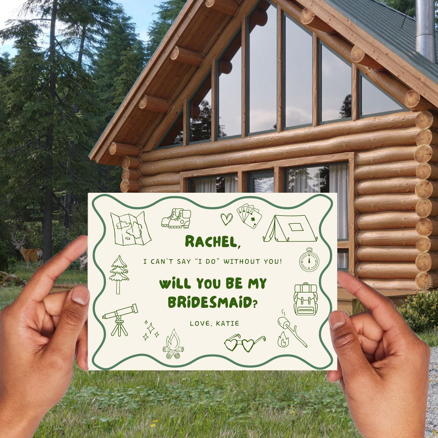 Camp Themed Bridesmaid Proposal Card, Outdoorsy Wedding (canva Template ...