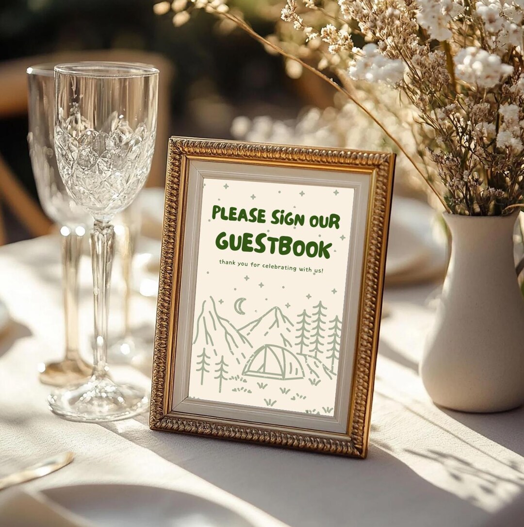 Camp-themed Wedding Guestbook Sign, Sign Our Guestbook, Wedding Table ...