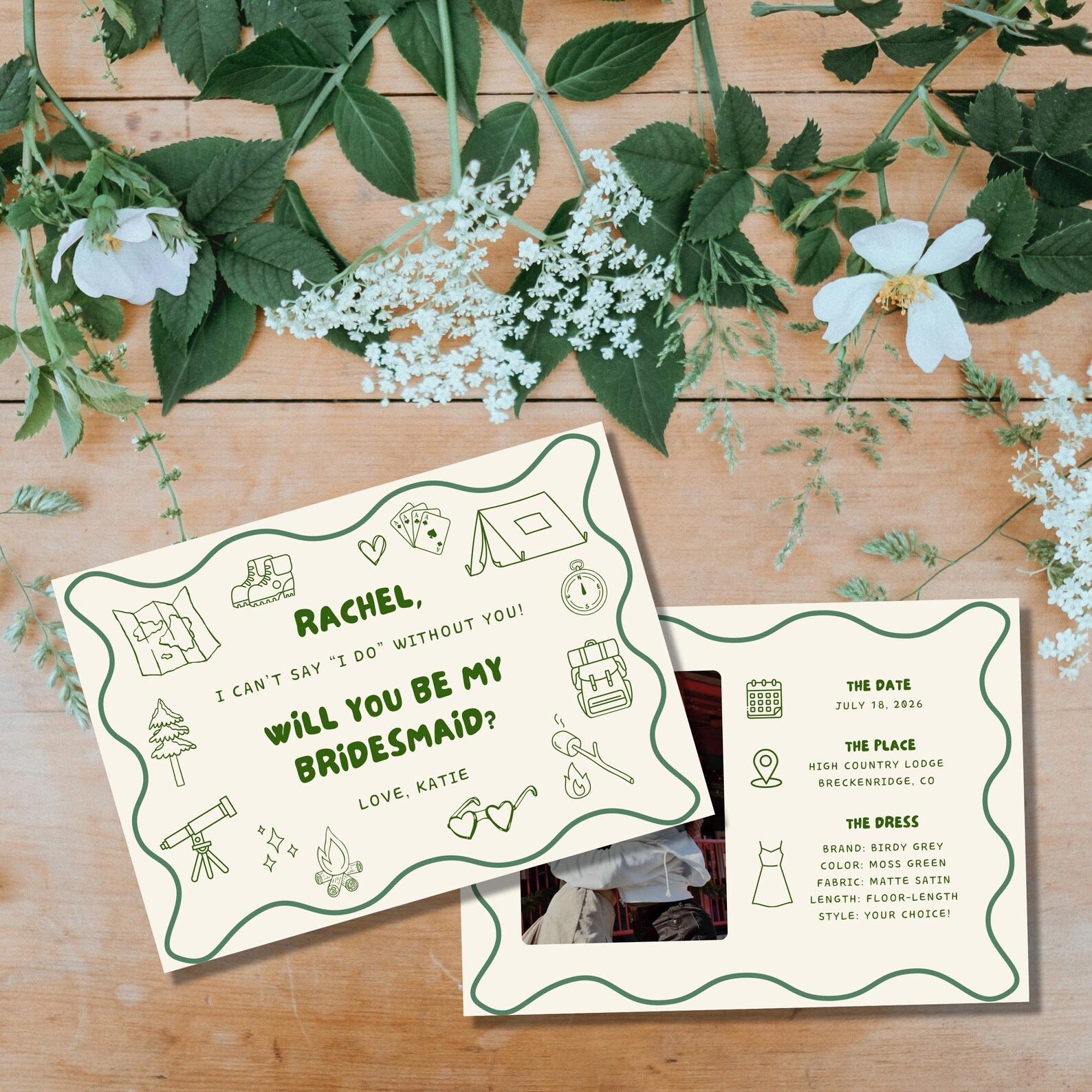 Camp Themed Bridesmaid Proposal Card, Outdoorsy Wedding (canva Template ...