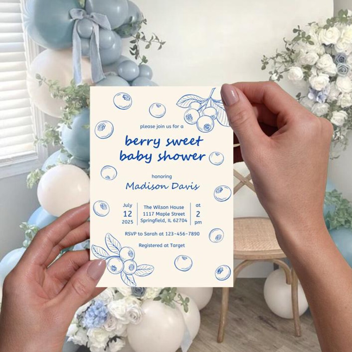 Blueberry Baby Shower Invite, Berry Sweet Theme (digital Canva Template ...