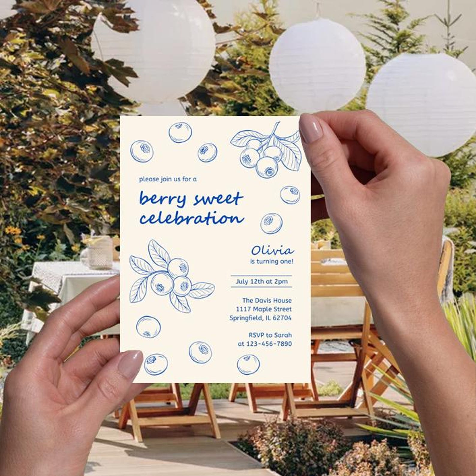 Editable Blueberry Birthday Party Invite, Berry Sweet Celebration ...