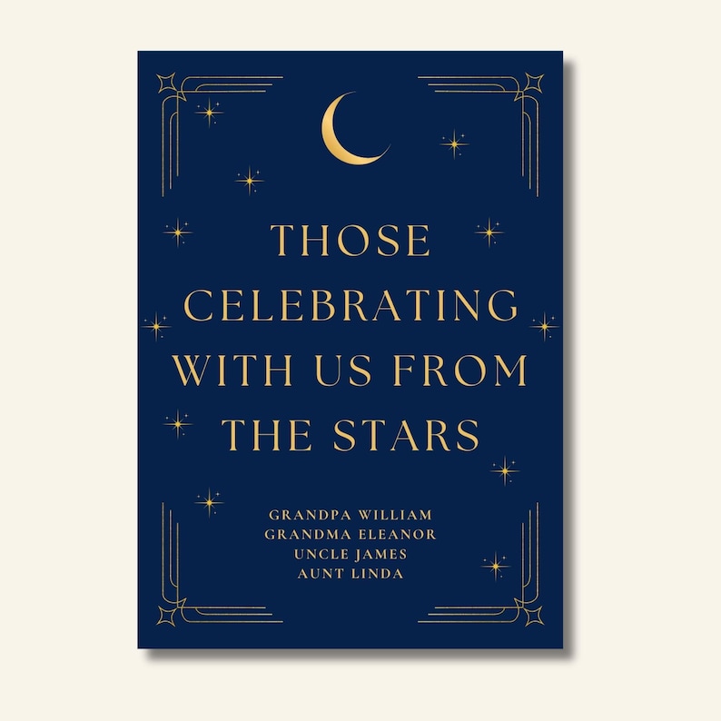 Celestial Wedding Memorial Sign, Moon Stars Decor (printable) - Etsy
