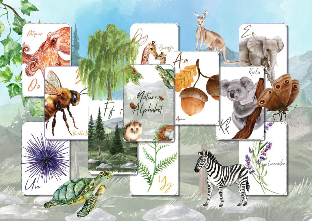 Nature Alphabet Flashcards | Montessori Homeschool Printable (digital ...