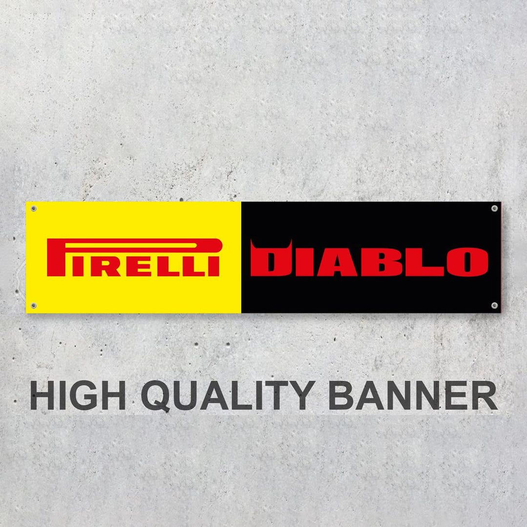 Pirelli Diablo Vinyl Banner Sign Workspace Decoration Garage Car Bike ...
