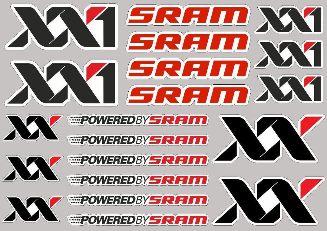 20x SRAM XX1 Bike Sticker Sheet Decals MTB Downhill Mountain Bike Frame ...
