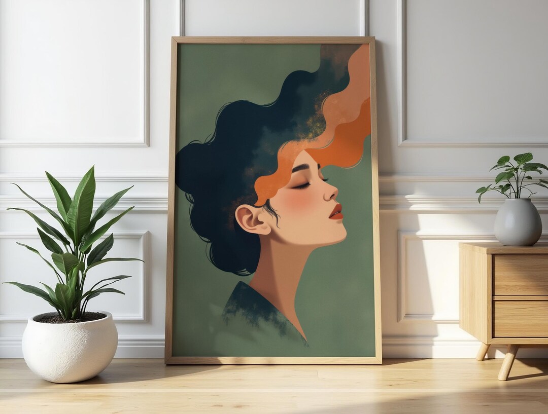 Abstract Female Portrait Print - Digital Download Art Poster ...