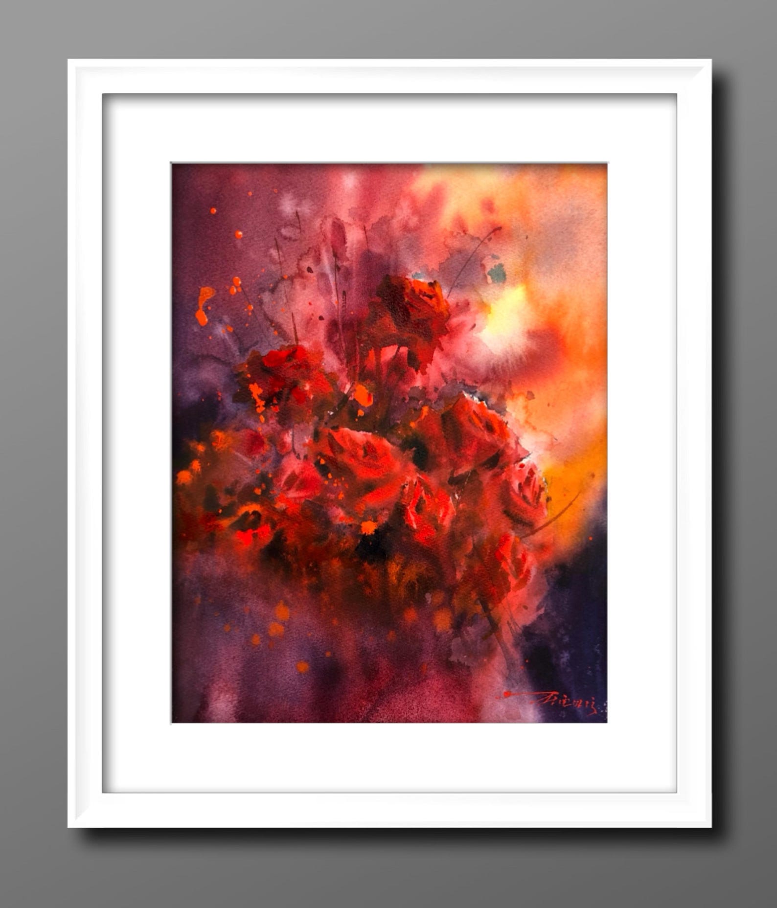 Jason Studio; Rose Flower; Printable Original Watercolor Painting; Home ...
