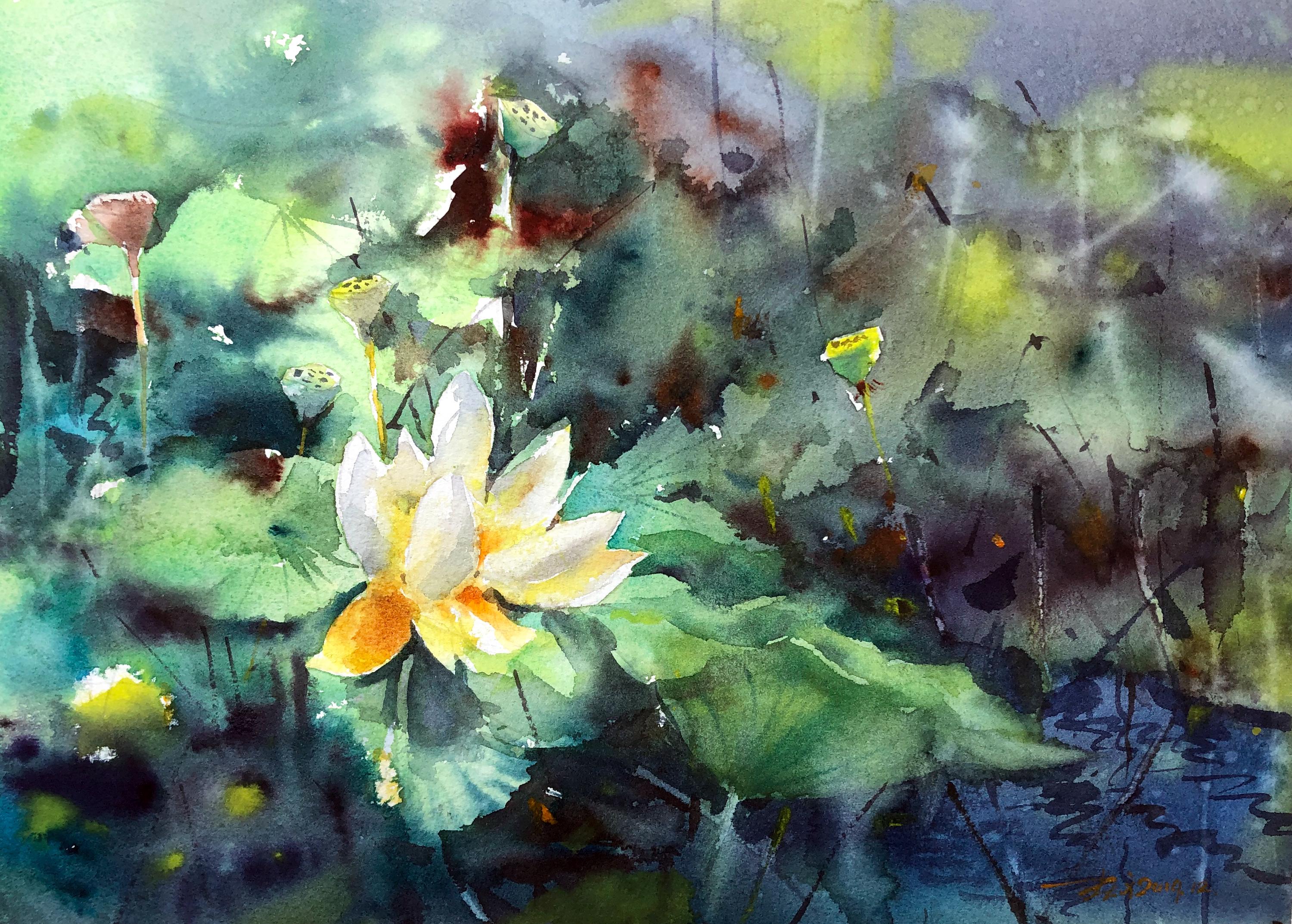 Jason Studio; Lotus Flower; Printable Original Watercolor Painting ...