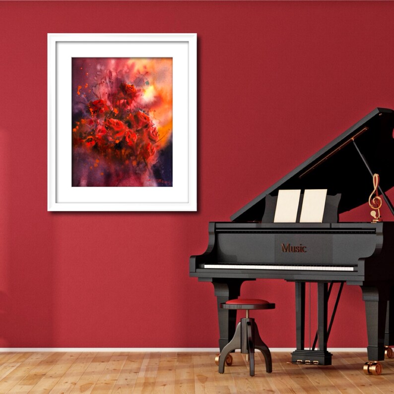Jason Studio; Rose Flower; Printable Original Watercolor Painting; Home ...