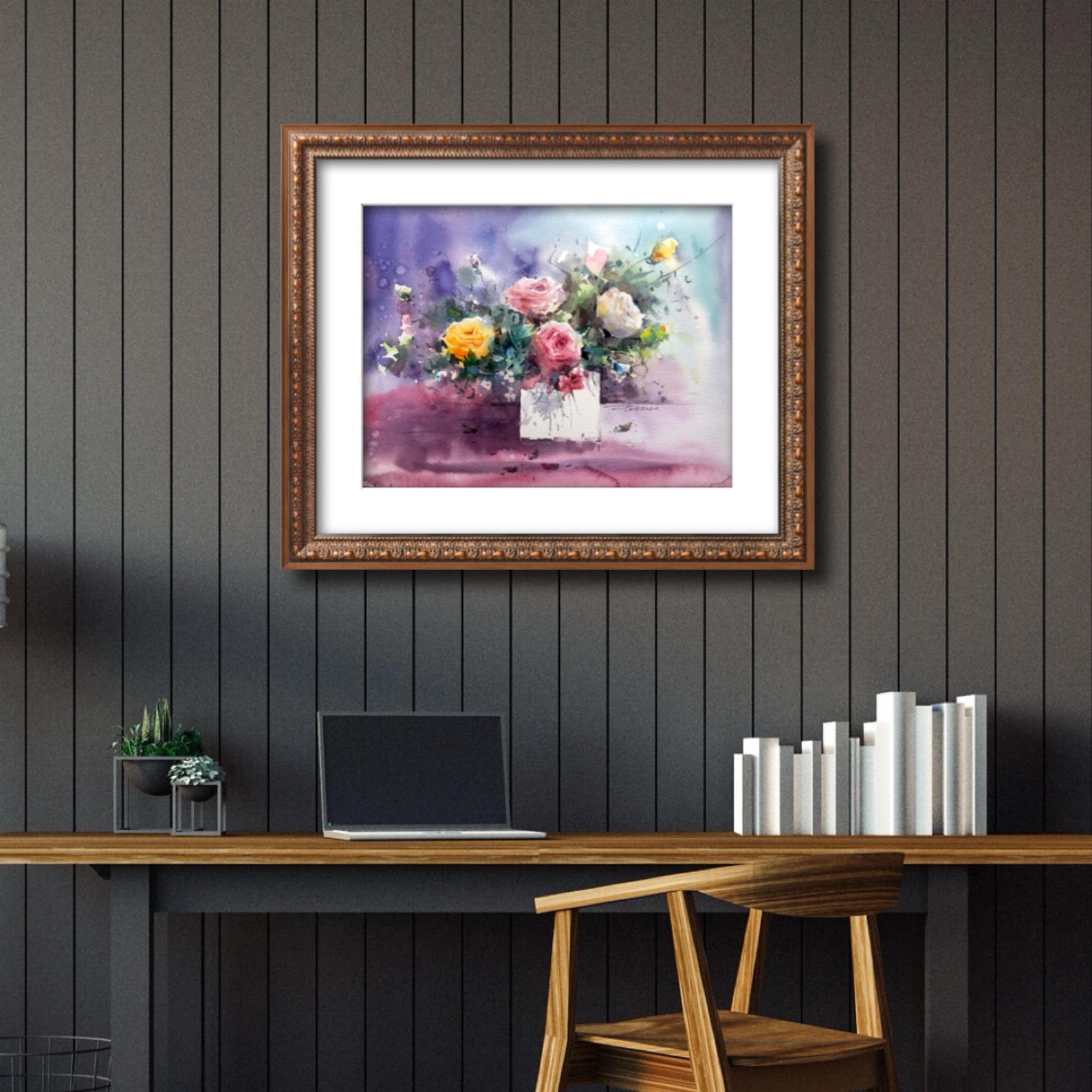 Jason Studio; Rose Flower; Printable Original Watercolor Painting; Home ...