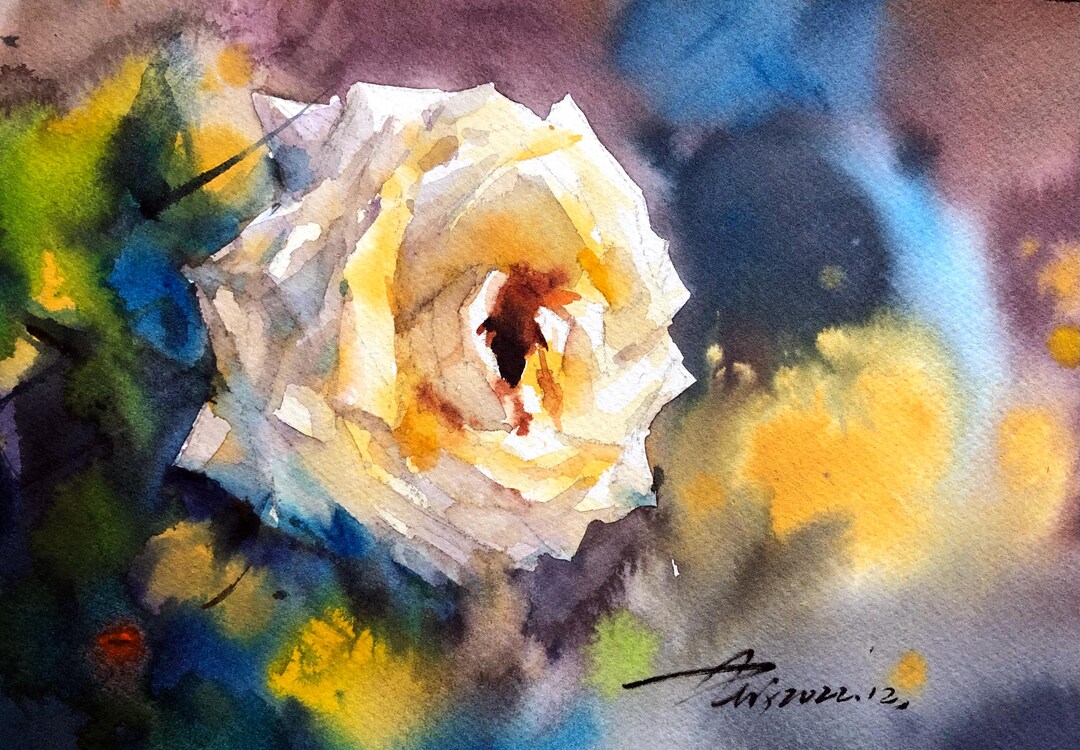 Jason Studio; Rose Flower; Printable Original Watercolor Painting; Home ...