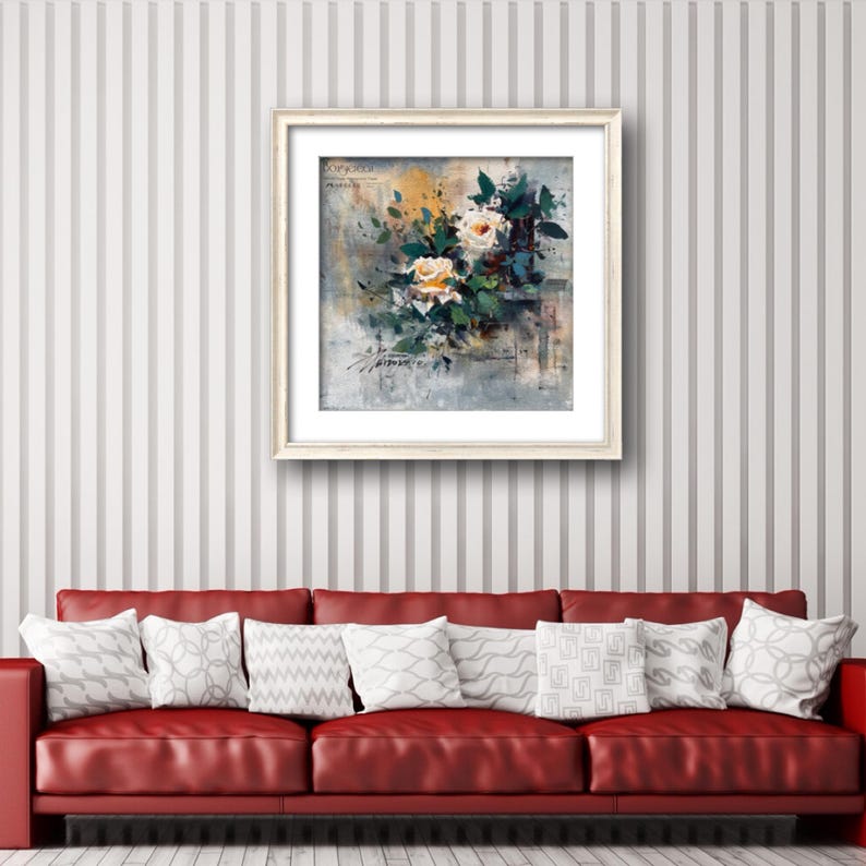 Jason Studio; Rose Flower; Printable Original Watercolor Painting; Home ...