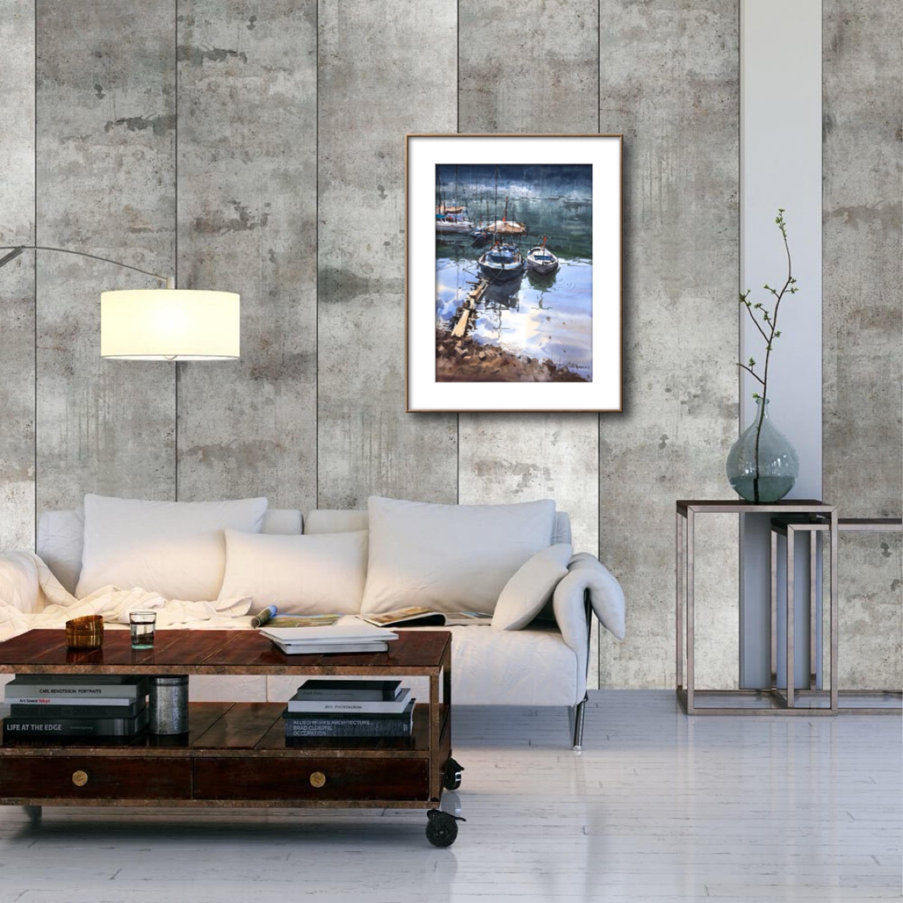 Jason Studio; Boats; Harbor; Lake; Scenery; Printable Original ...